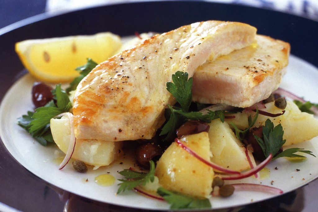 Swordfish with warm potato salad - Jody's Bakery